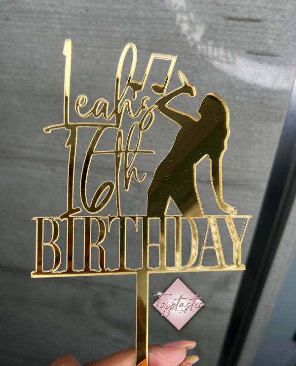 Singer Acrylic Cake topper - Topptastic Ltd